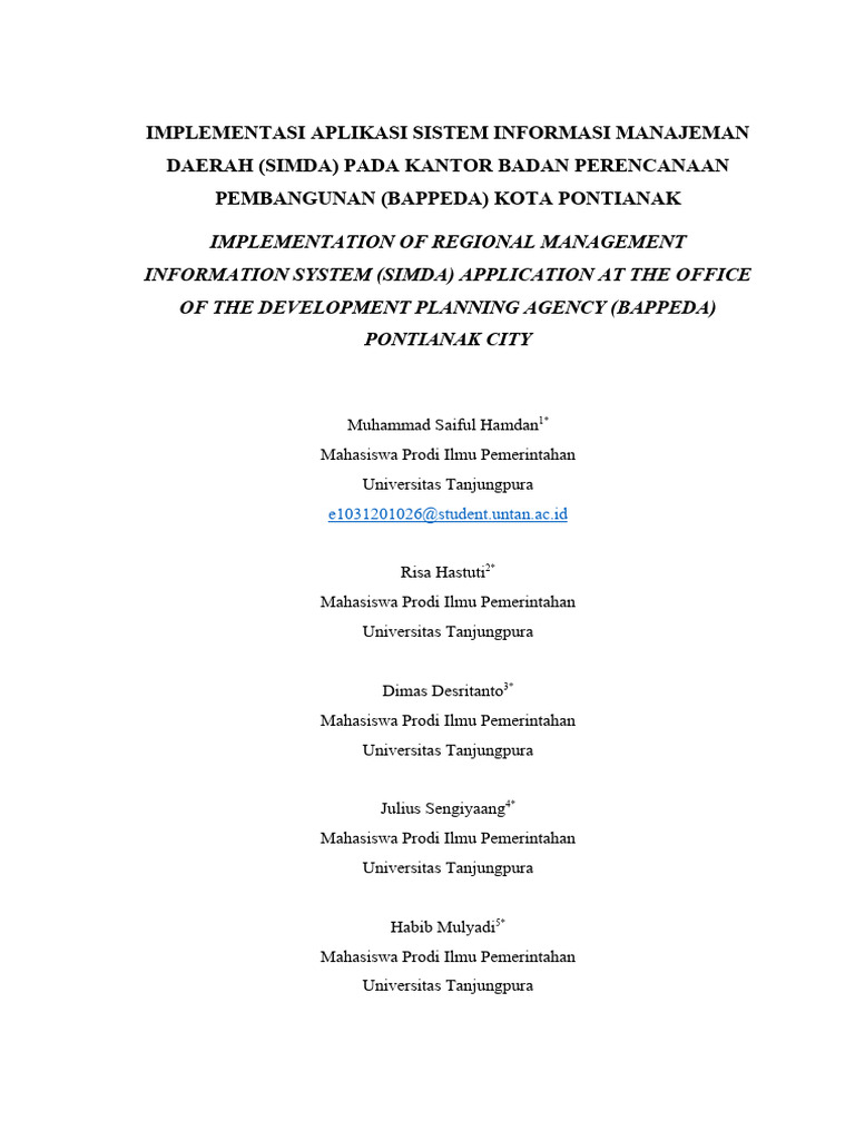 Jurnal SIMDA Keuangan Bappeda | PDF | Systems Science | Cognitive Science