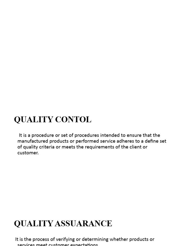 Quality Control and Quality Assurance | PDF | Quality Assurance | Quality