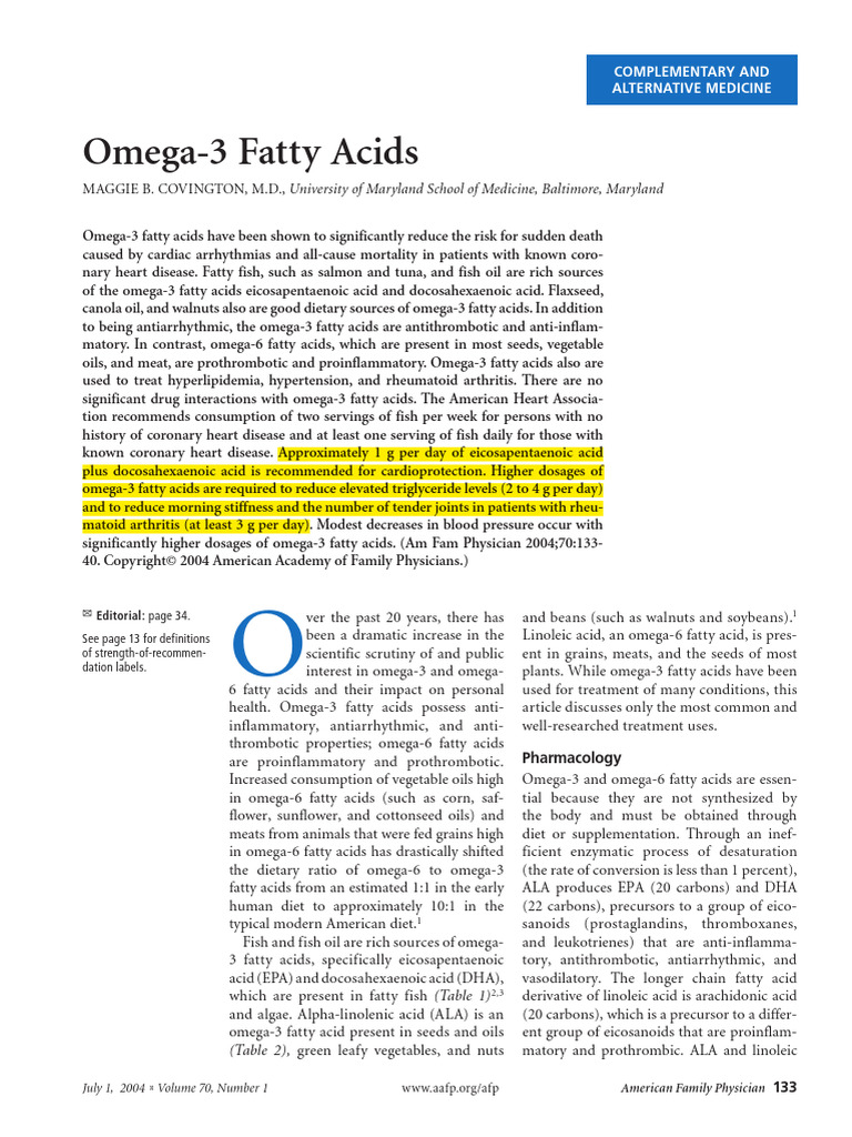 Omega-3 Fatty Acids | PDF
