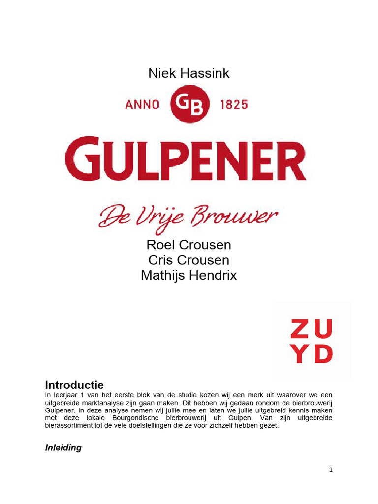 Praktijkopdracht Blok 1 Gulpener | PDF