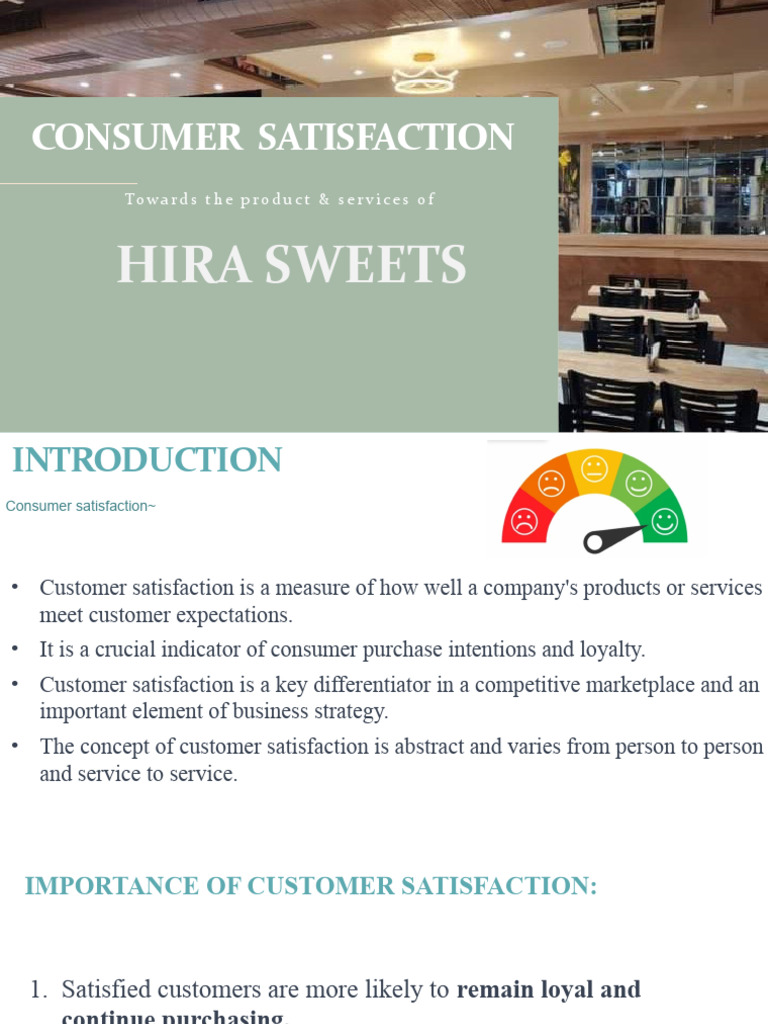 Hira Sweets PPT Khushi | PDF | Customer Satisfaction | Brand