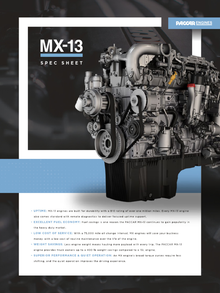 PACCAR MX-13-Spec-Sheet | PDF | Propulsion | Internal Combustion Engine
