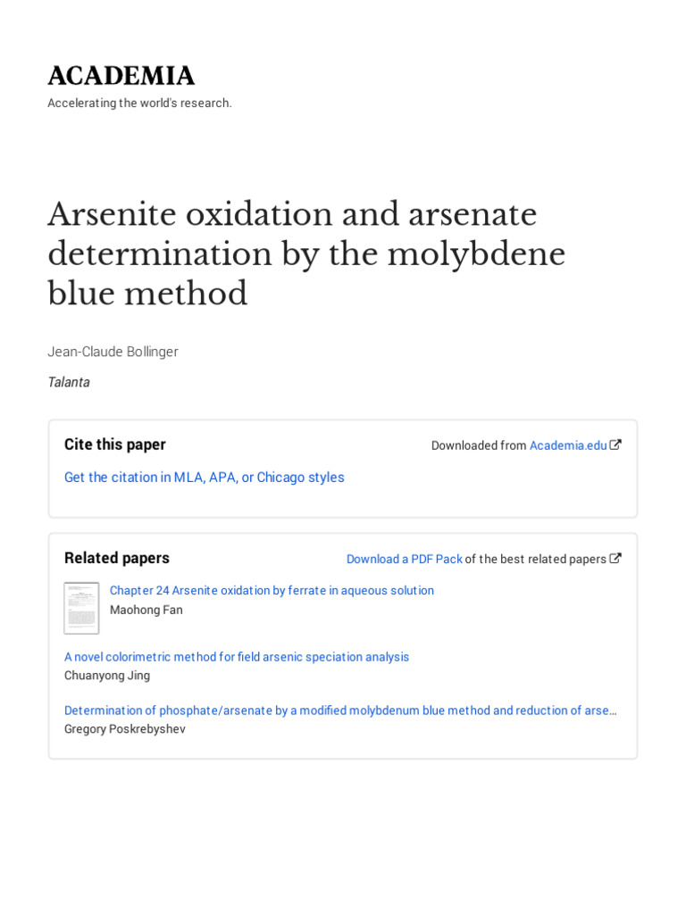 Arsenite Oxidation and Arsenate Determination by The | PDF | Science & Mathematics