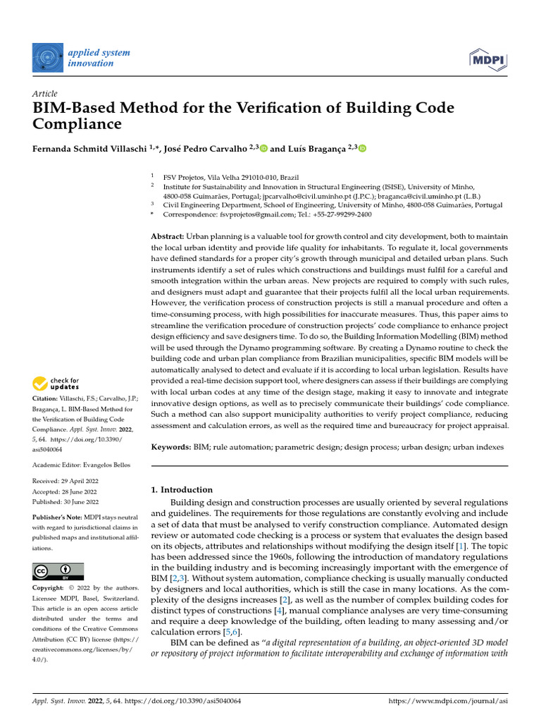 BIM-Based Method For The Verification of Building Code Compliance | PDF ...
