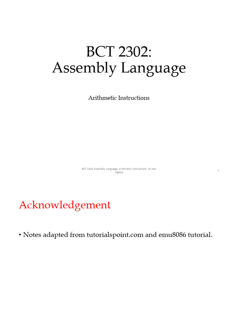 Chapter 7 Arithmetic Instructions | PDF | Assembly Language | Integer ...