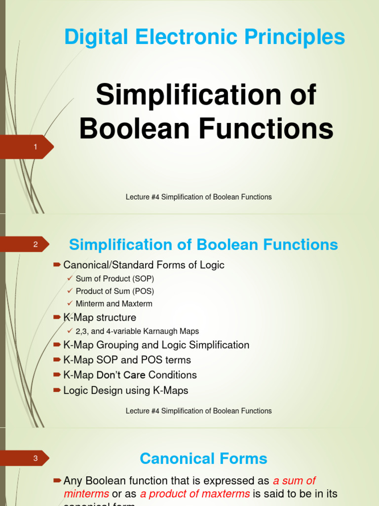 Lecture 4simplification Of Boolean Functions Pdf Theory Of Computation Boolean Algebra 9839