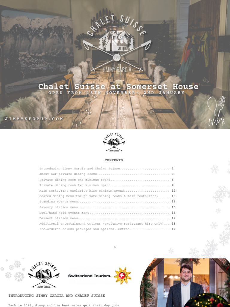 Chalet Suisse Private Hire Brochure Winter 23 - Sep | PDF | Restaurants | Menu