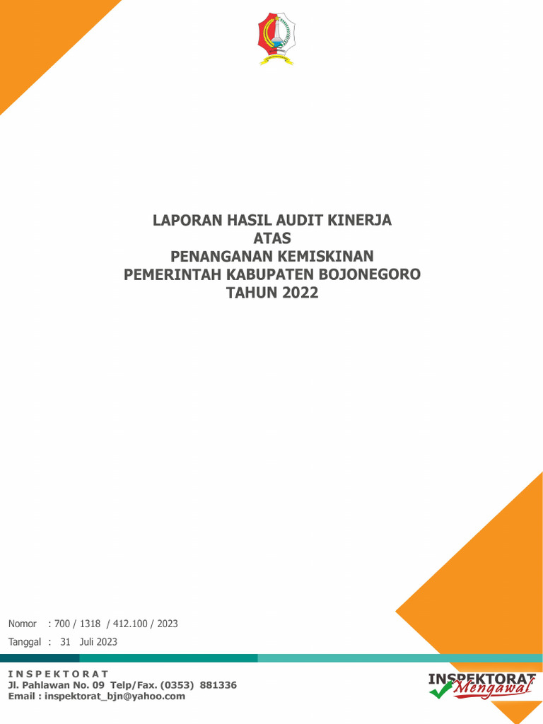 LHP Audit Kinerja Kemiskinan TH 2022 | PDF