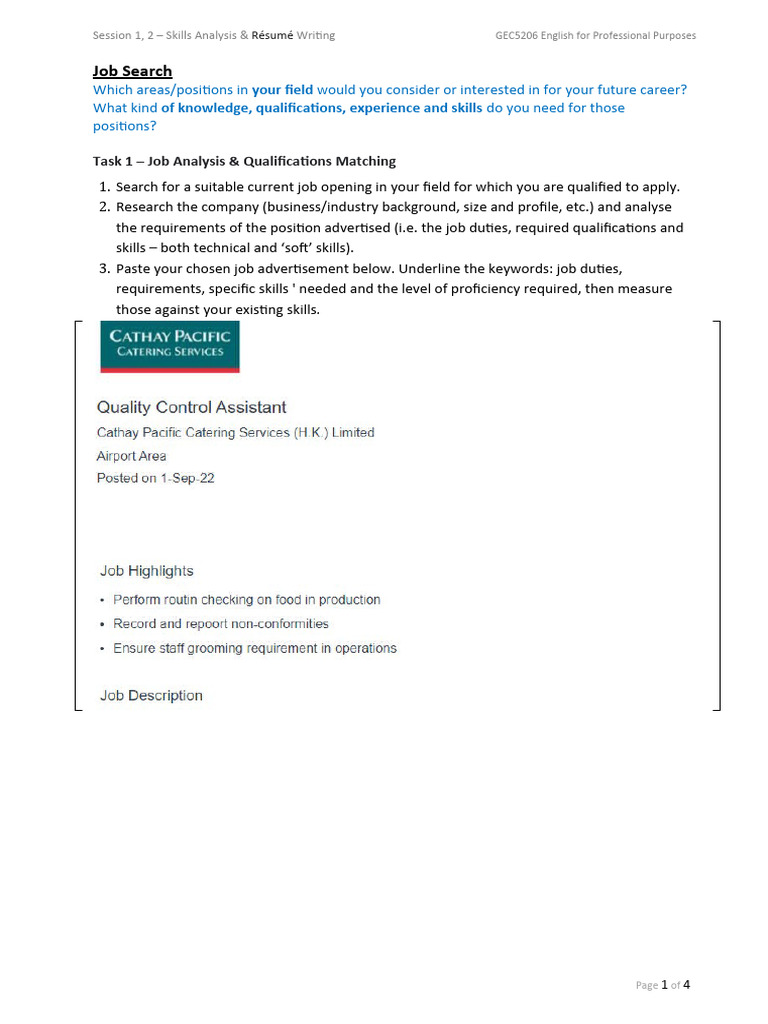 Skills Analysis & Résumé Writing Guide | PDF | Skill | Communication