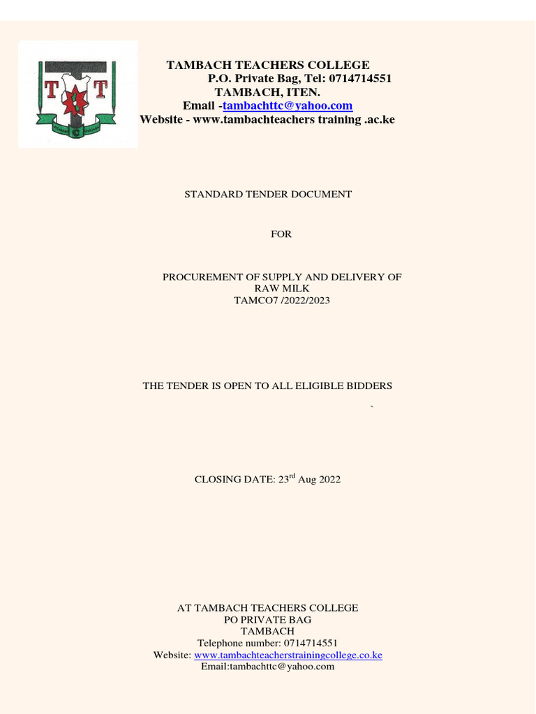 1659605028059-Supply and Delivery of Raw Milk | PDF | Procurement ...