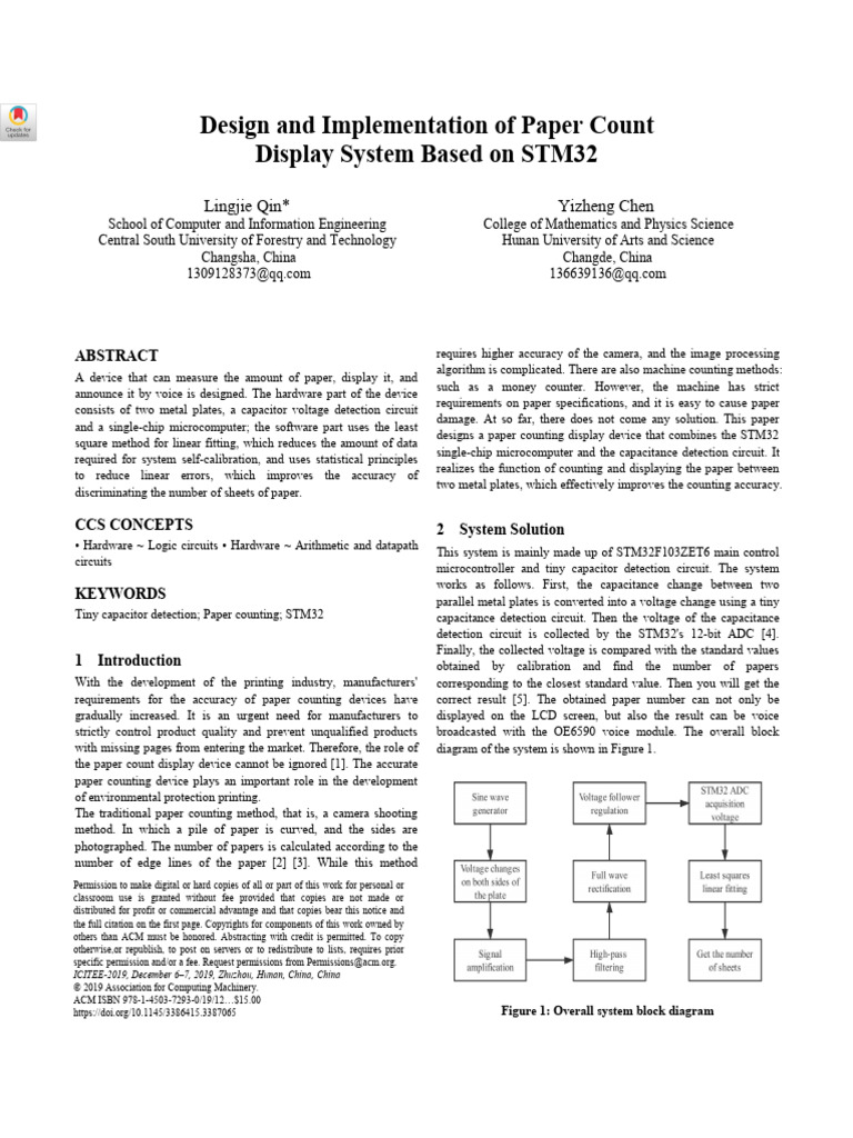 Design and Implementation of Paper Count Display System Based On STM32 ...