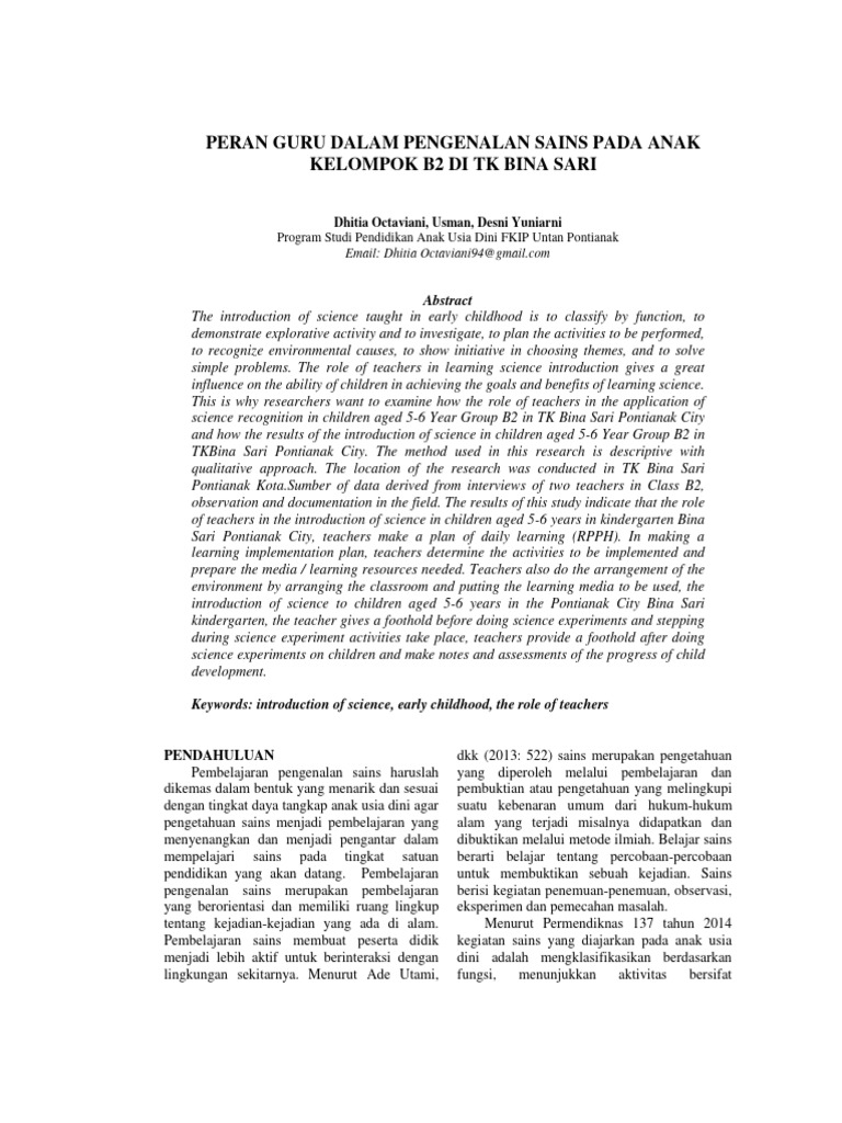 Jurnal Peran Guru DLM Pengenalan Sains | PDF