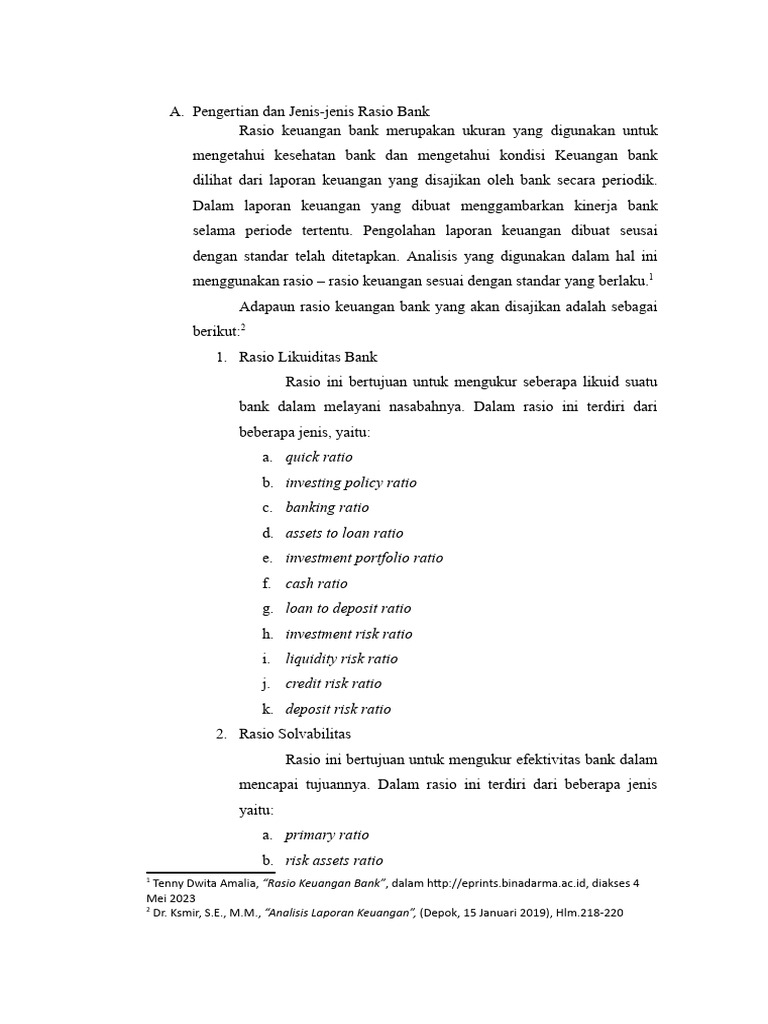 Pengertian Dan Jenis Rasio Bank | PDF | Bisnis