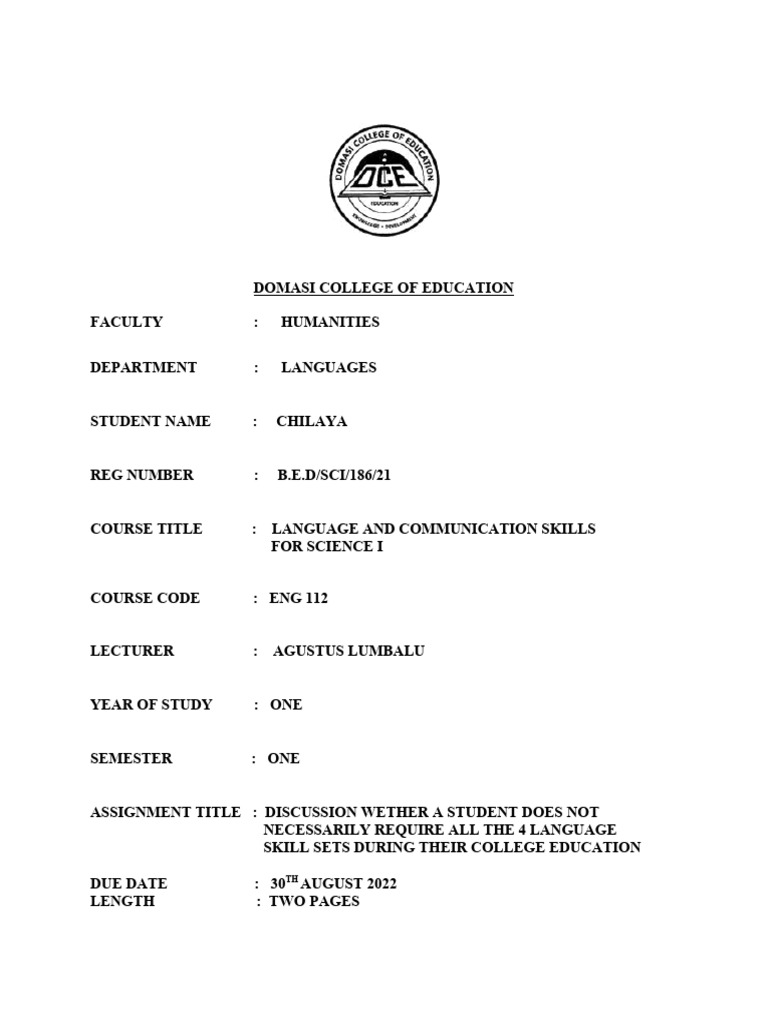 Eng 112 Assignment | PDF | Question | Human Communication