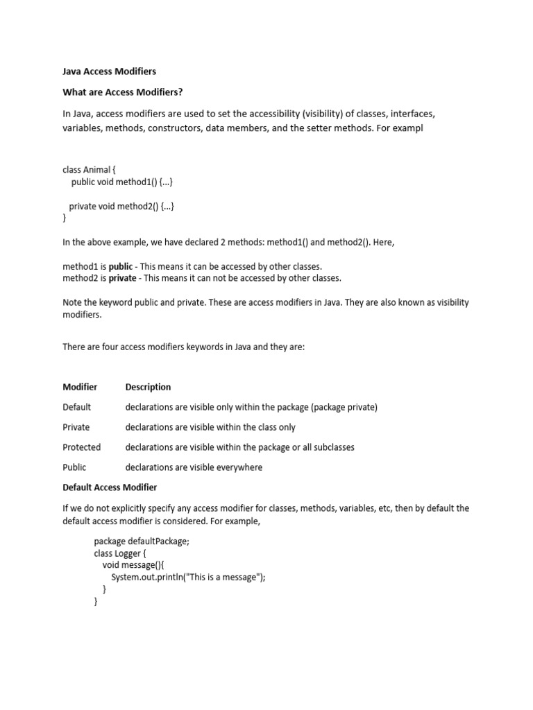 Access Modifiers Lect 4 | PDF | Class (Computer Programming) | Programming