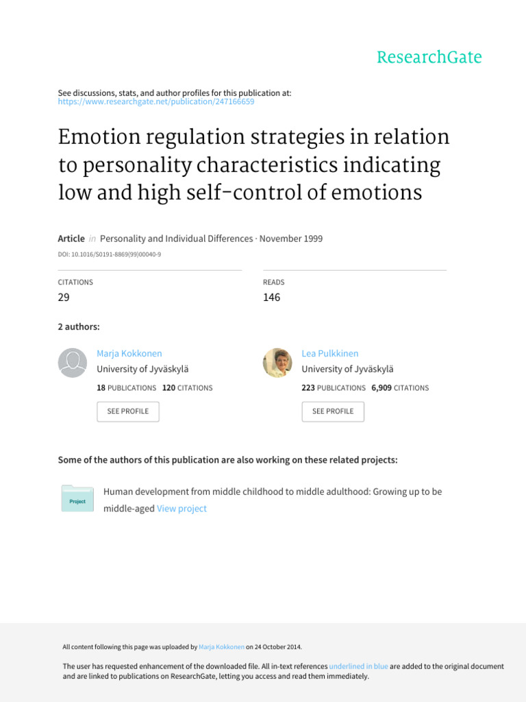 Emotion Regulation Strategies | PDF