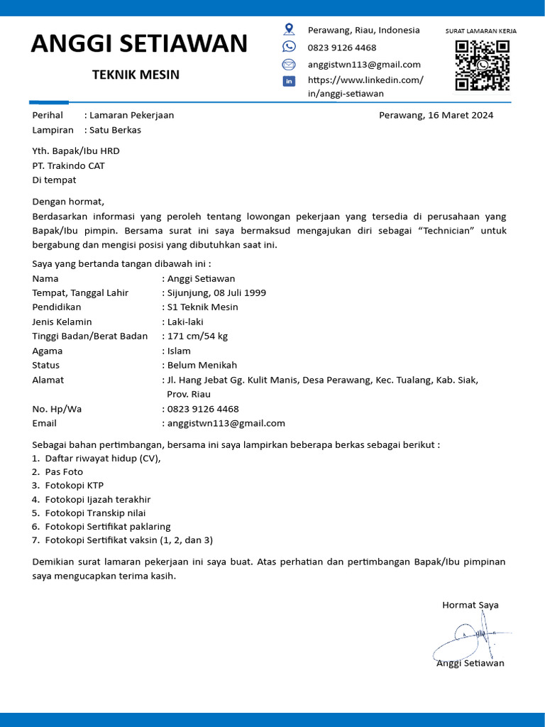 Surat Lamaran Kerja ATS | PDF