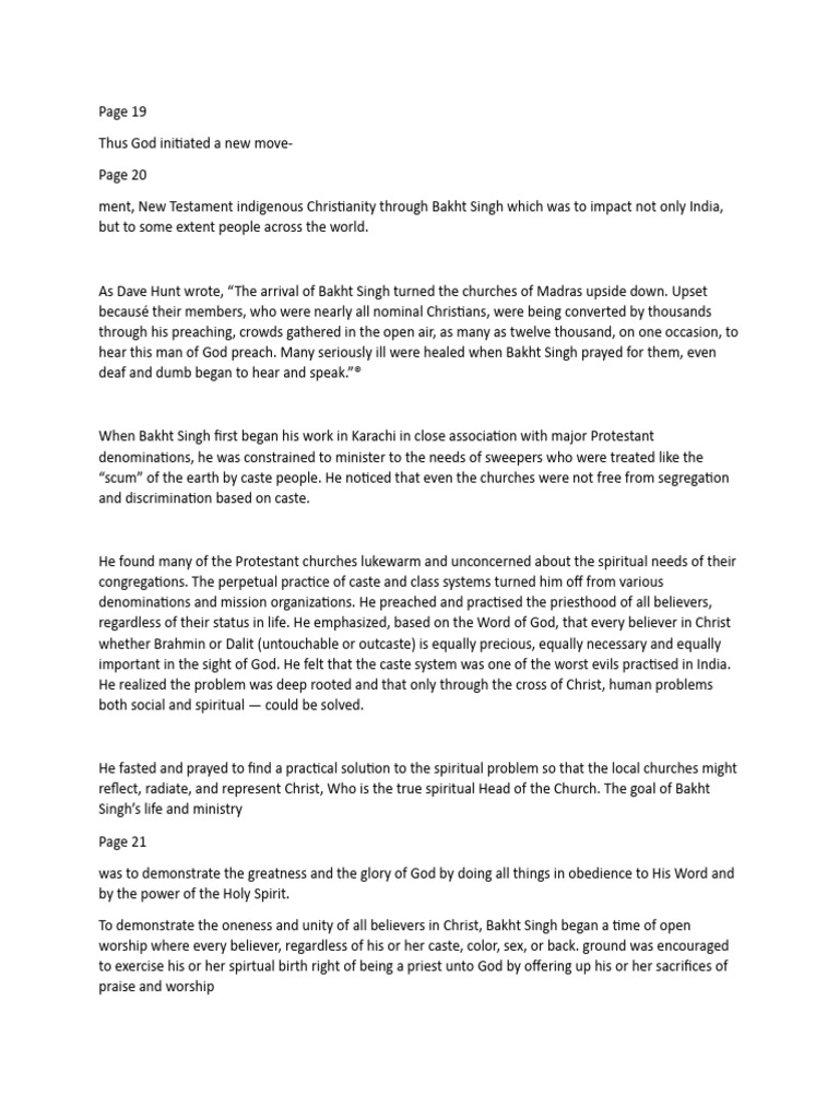 Brother Bakht Singh | PDF | Dalit | God