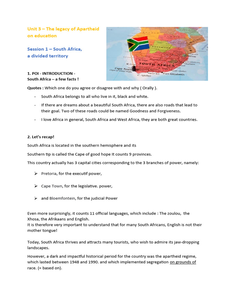Session 1 - Worksheet | Download Free PDF | Apartheid | South Africa