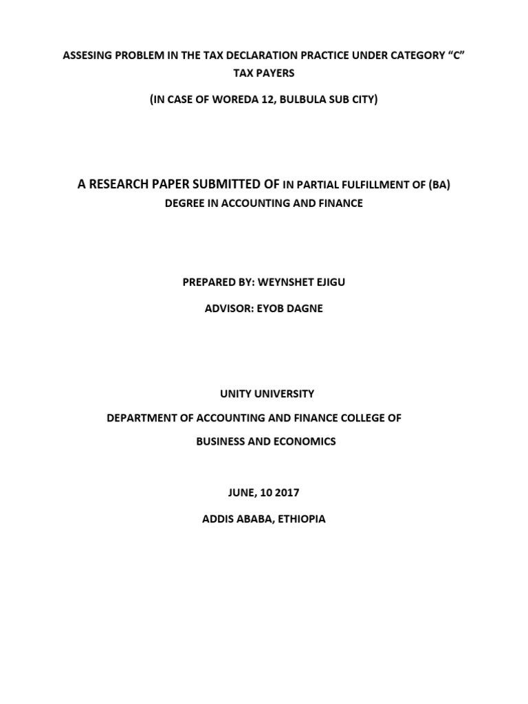 A Research Paper Submitted of | PDF | Taxes | Income Tax