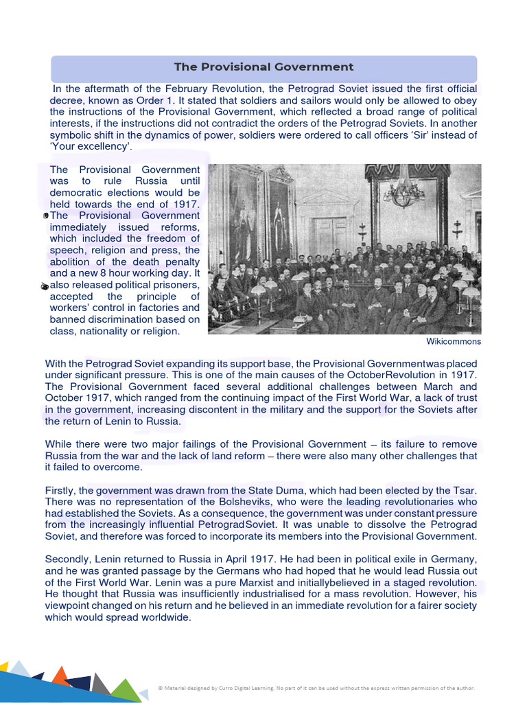 The Provisional Government PDF Version | PDF | Vladimir Lenin | Bolsheviks