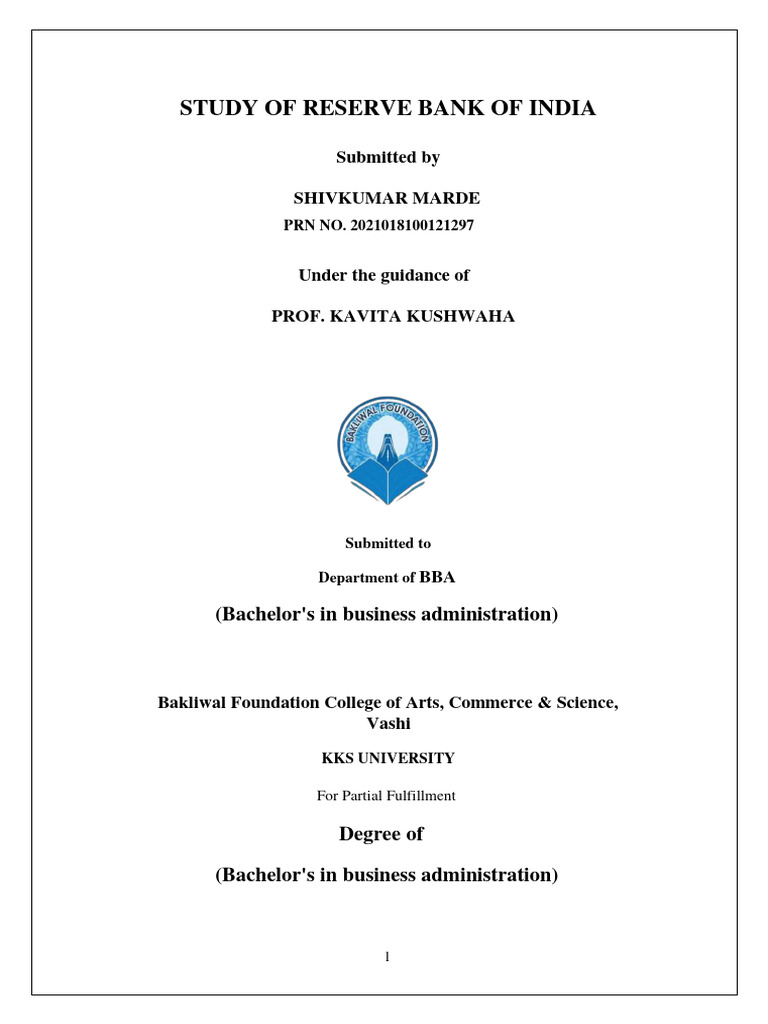 Shivkumar Marde Black Book Report-1 | PDF | Reserve Bank Of India ...