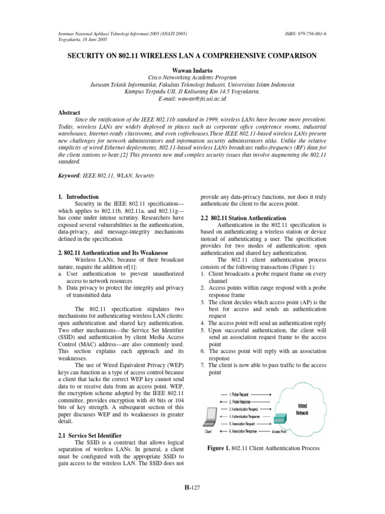 Admin, H-127 Wawan Indarto - 802.11 Wireless LAN Security | PDF | Wireless Access Point | Encryption