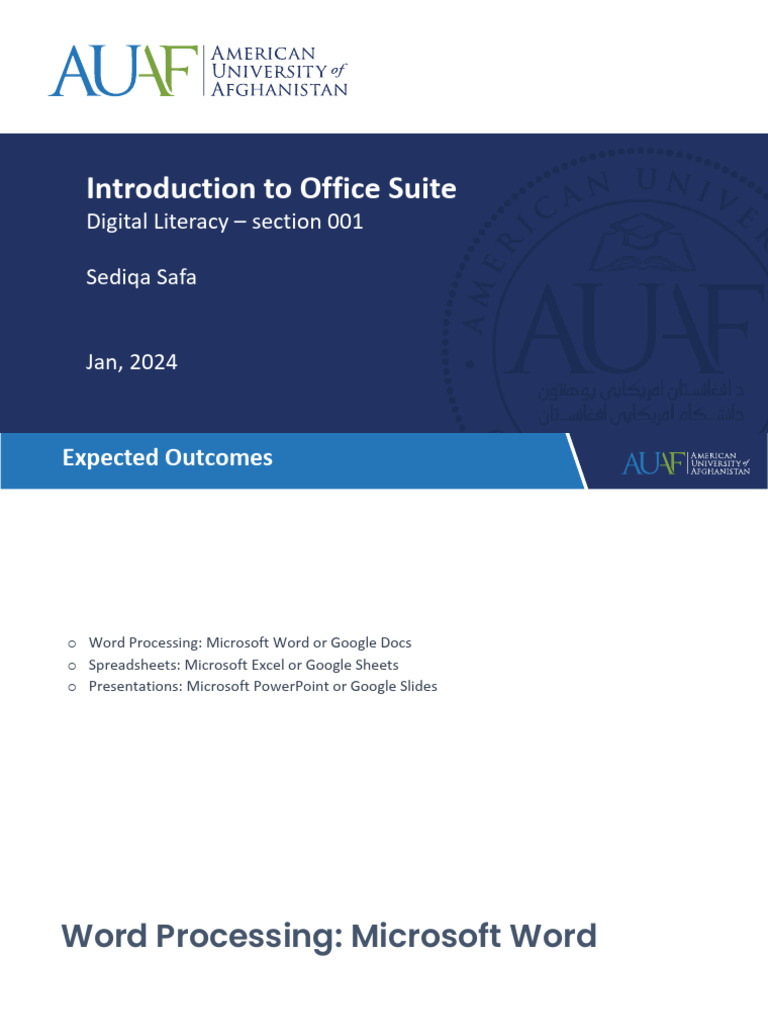 Lec9 - Introduction To Office Suite | PDF | Microsoft Excel | Microsoft Office