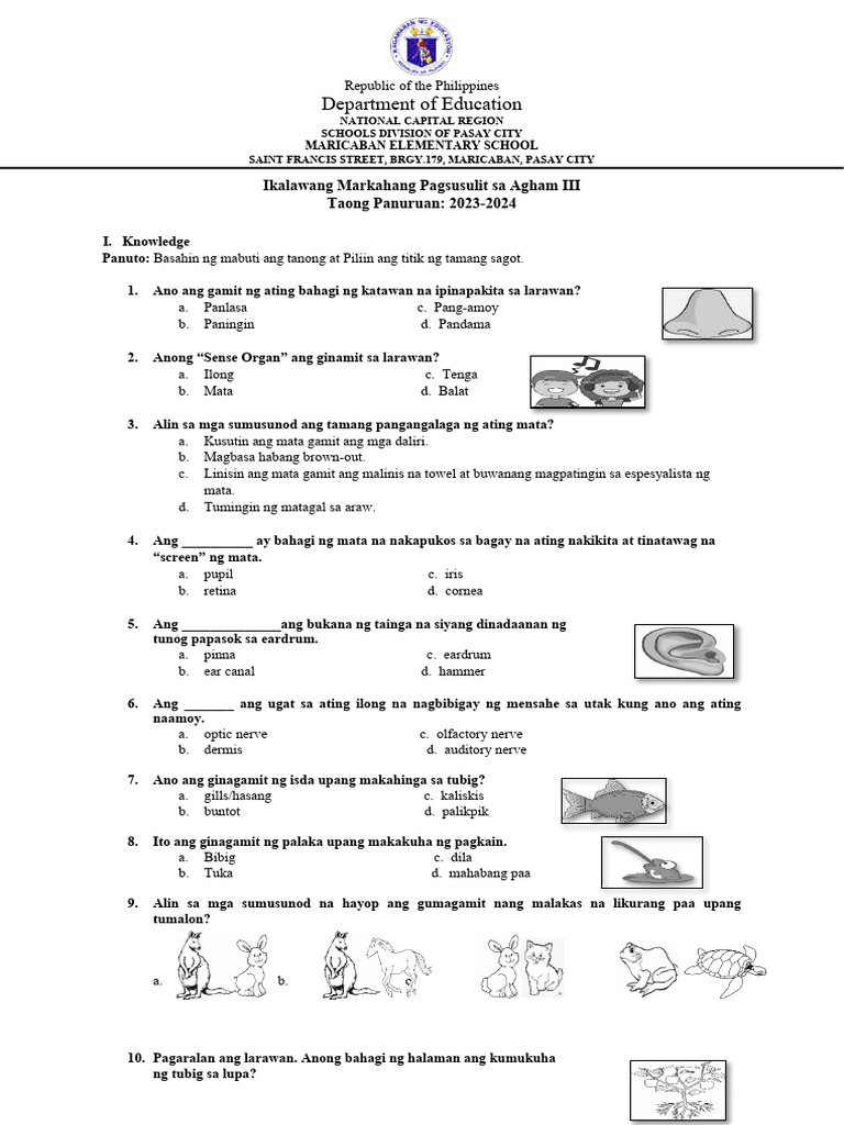 2nd Periodic Test-Science-2023-2024 - TOS - Key To Correction | PDF