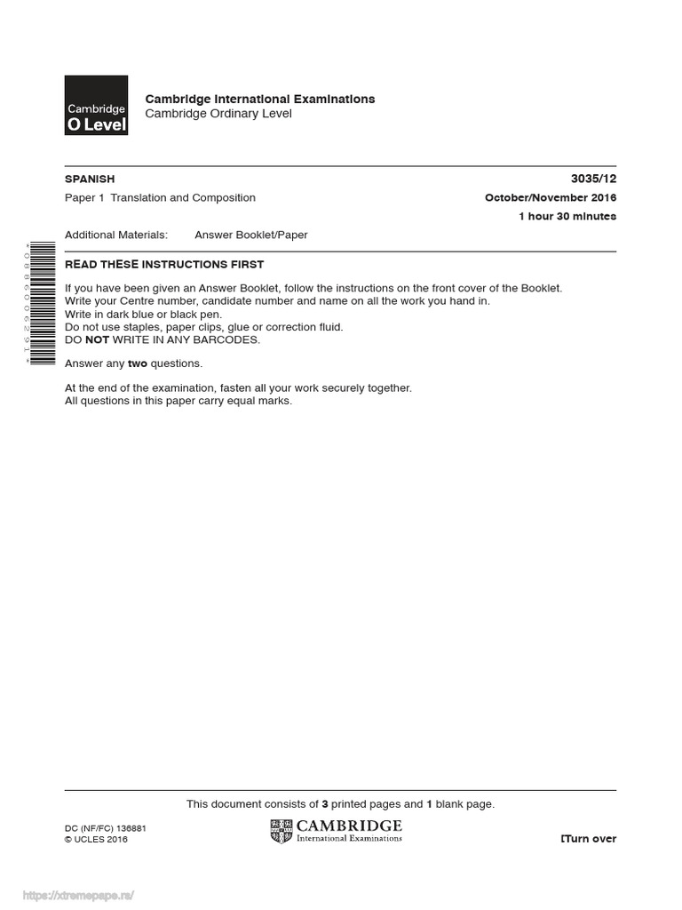 Cambridge Ordinary Level | PDF
