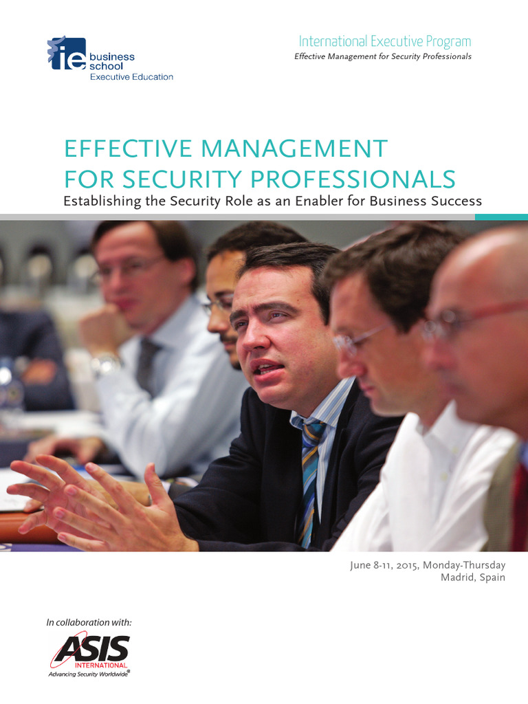 Effec MGT For Security Profs Brochure | PDF | Entrepreneurship | Business