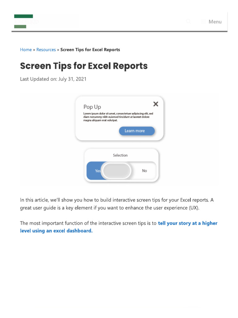 How To Build Interactive Screen Tips | PDF