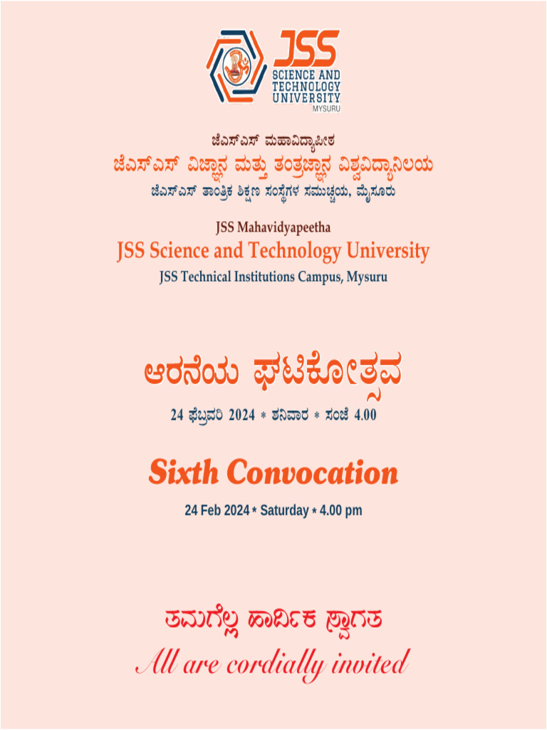 Jss Stu 6th Convocation Invitation Pdf