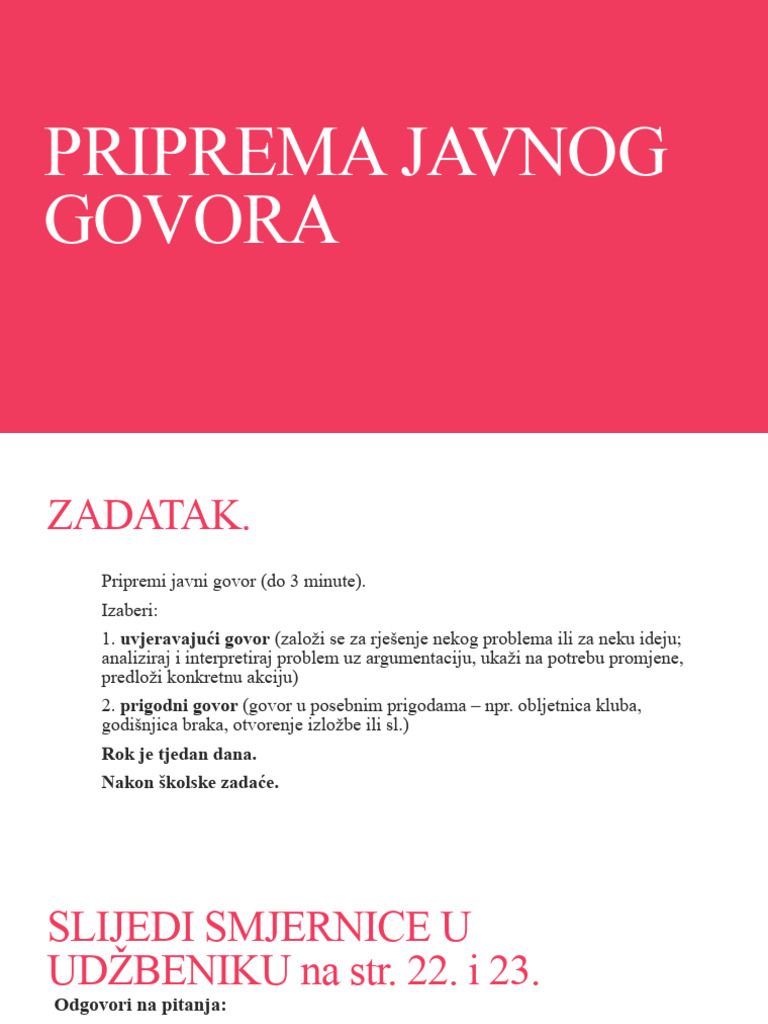Priprema Javnog Govora | PDF