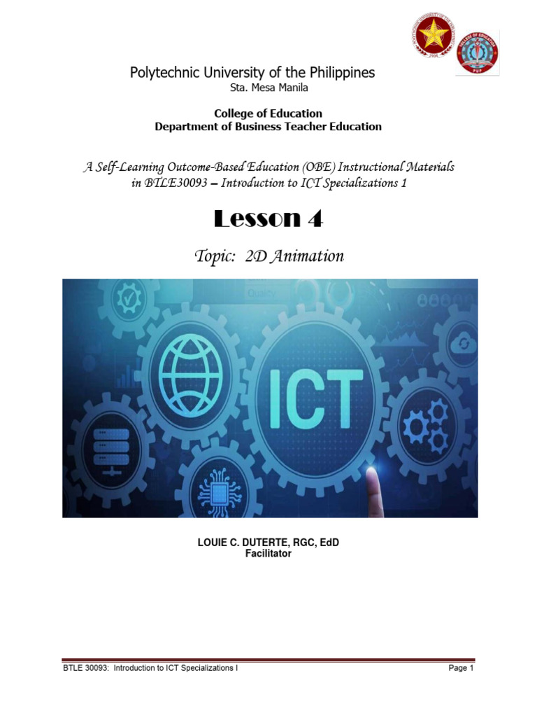 BTLE30093 IntroToICTS1 Lesson4 Introduction-to-2D-Animation | PDF ...