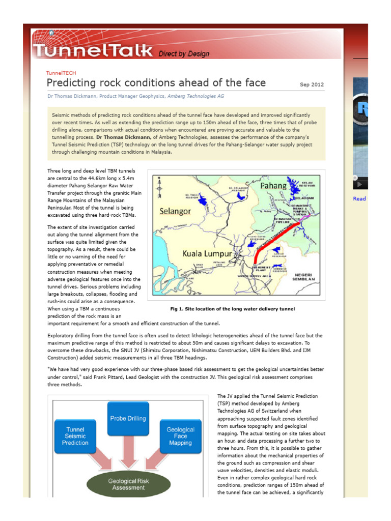 Predicting Rock Conditions Ahead of The Face | PDF | Tunnel | Seismology
