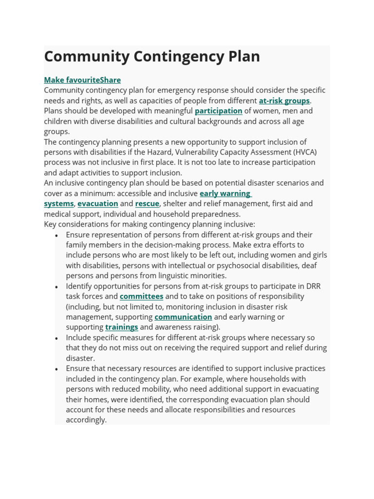 Community Contingency Plan | PDF | Safety
