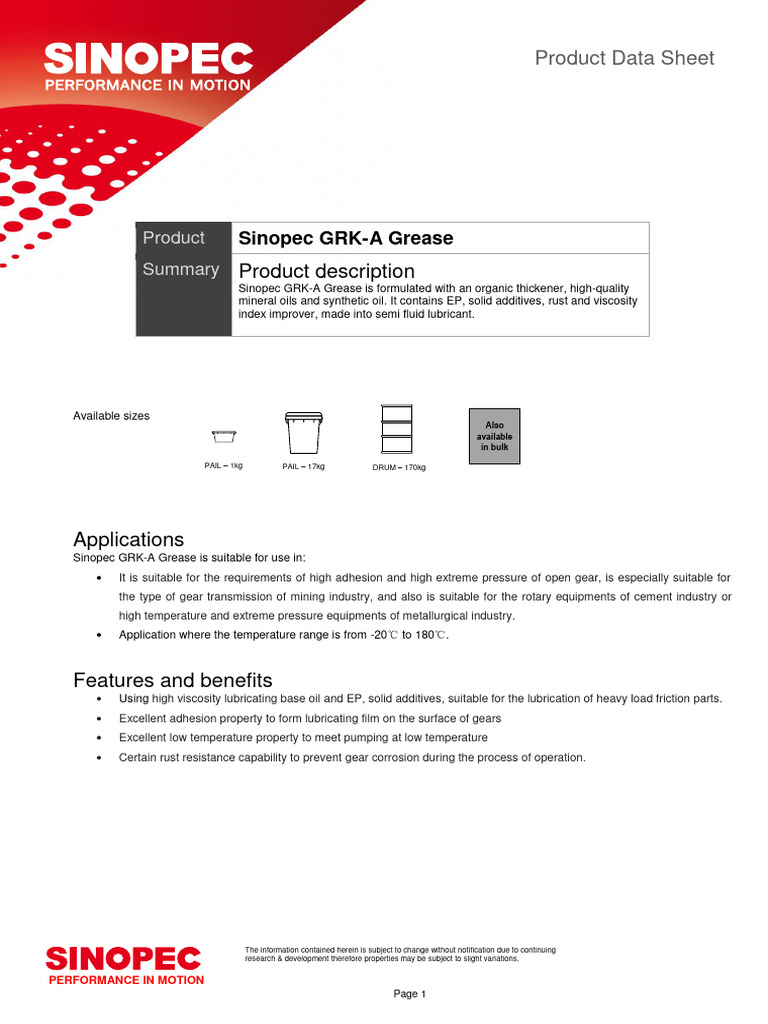 GRK-A Grease | PDF | Lubricant | Materials