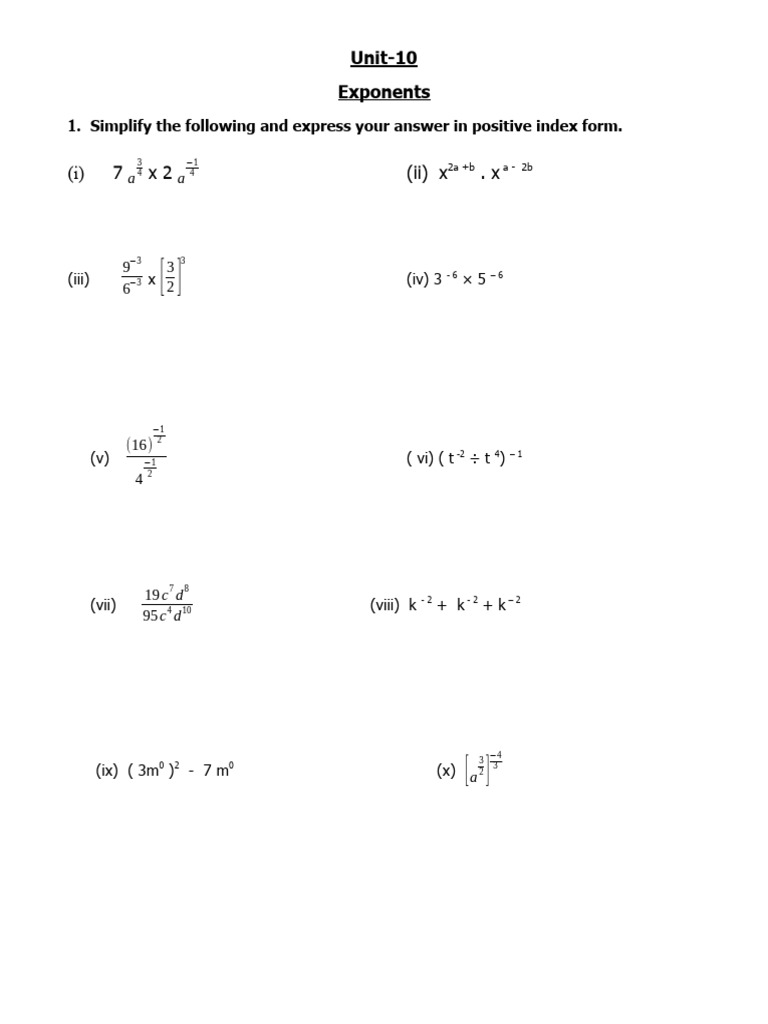 P6 Maths U - 10 (Exponents) | PDF | Mathematics