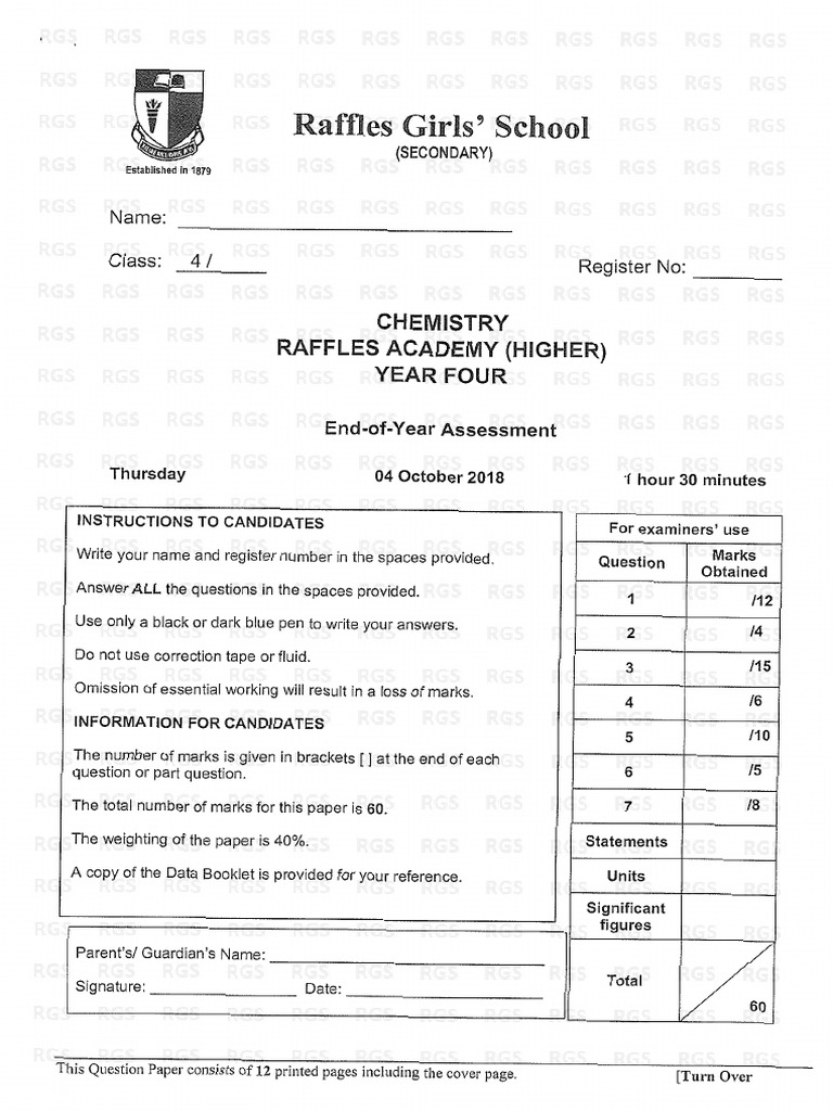 2018 Y4 Chem (RA Higher) EYA | PDF