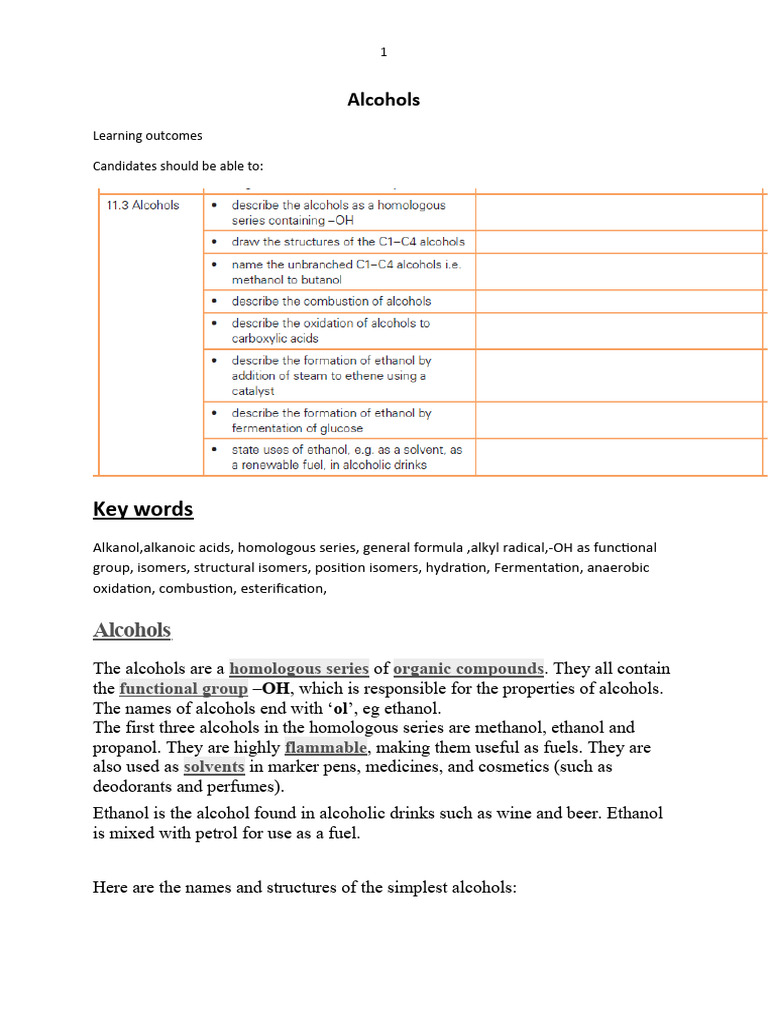 Alcohols | PDF | Ethanol | Ester
