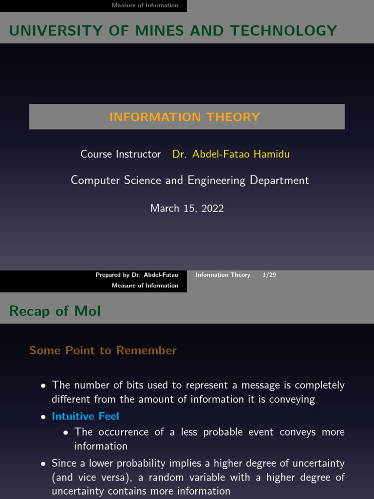 Lect3_2021 IT | PDF | Information | Mathematics