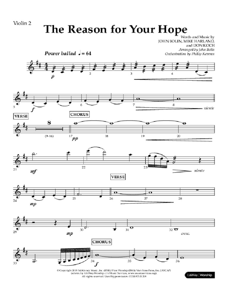 The Reason For Your Hope - VIOLIN 2 | PDF