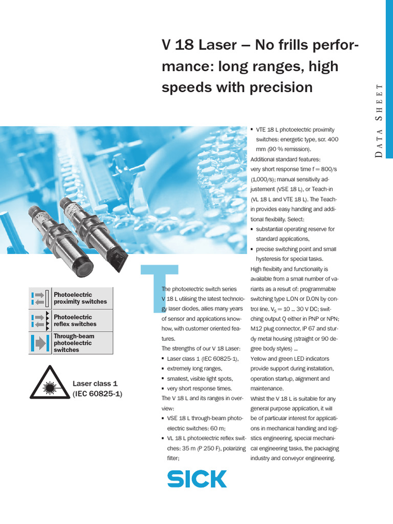 V 18 Laser Photoelectric Switches Overview | PDF | Bipolar Junction ...