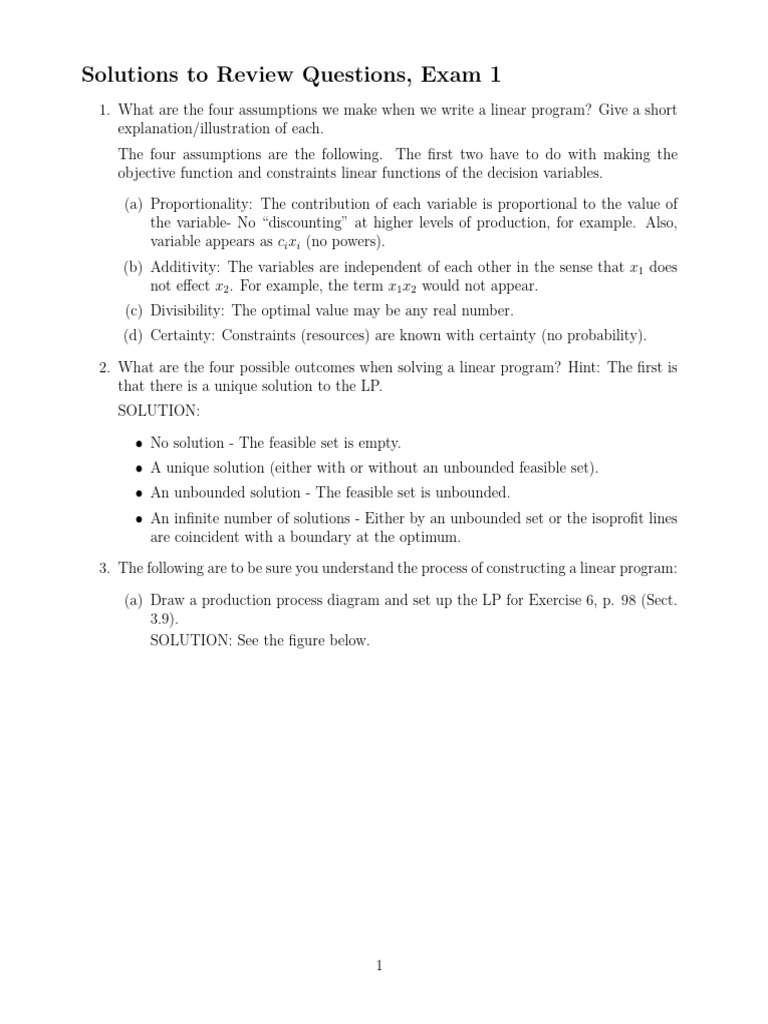 Exam 1 Rev SOL | Download Free PDF | Linear Programming | Mathematical Optimization