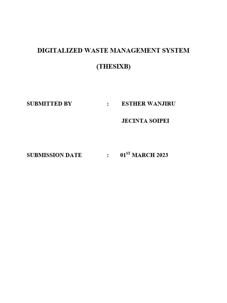 Digitalized Waste Management System | Download Free PDF | Waste Management | Waste
