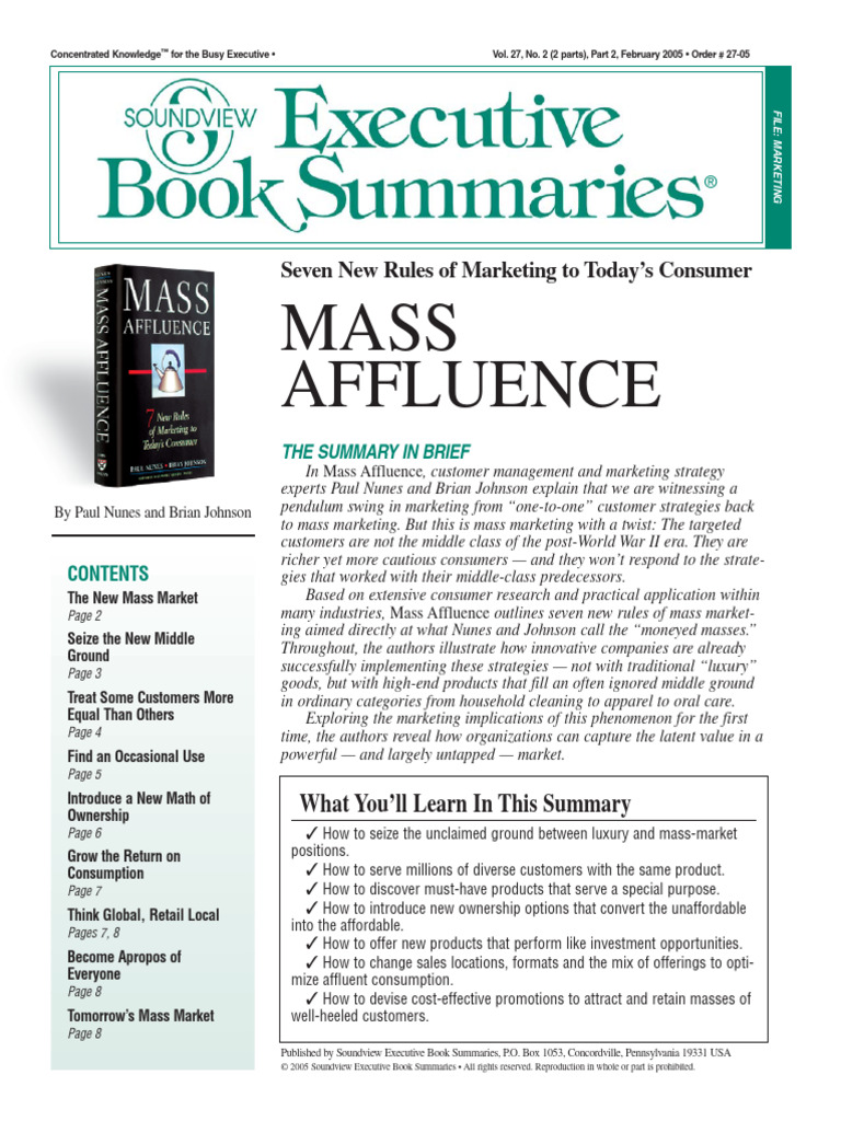 ExecSummaries-Mass_Affluence | PDF | Luxury Goods | Retail