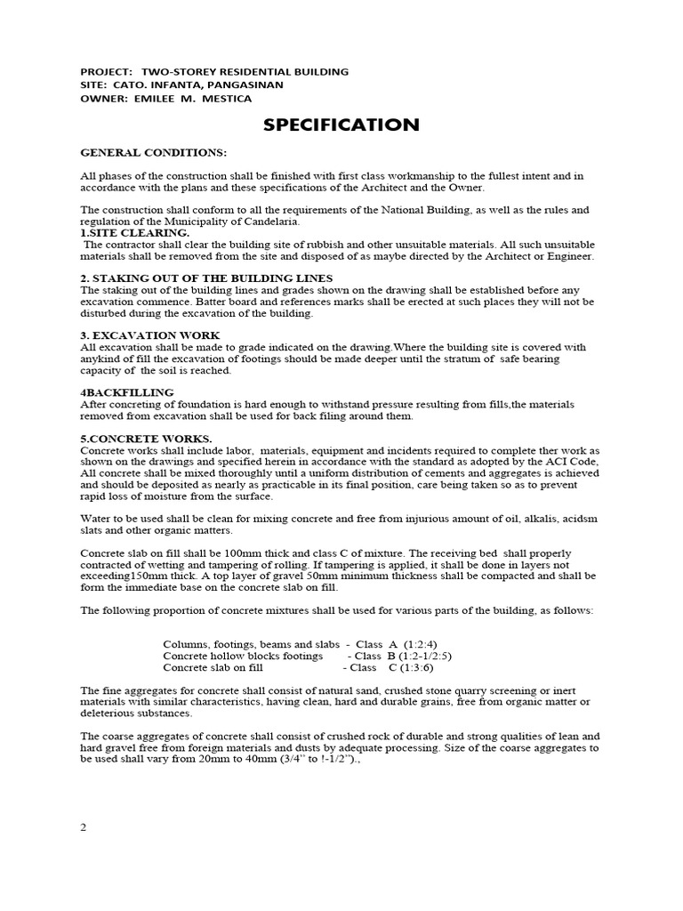 Building Specification | PDF | Concrete | Door Building Specification | PDF | Concrete | Door