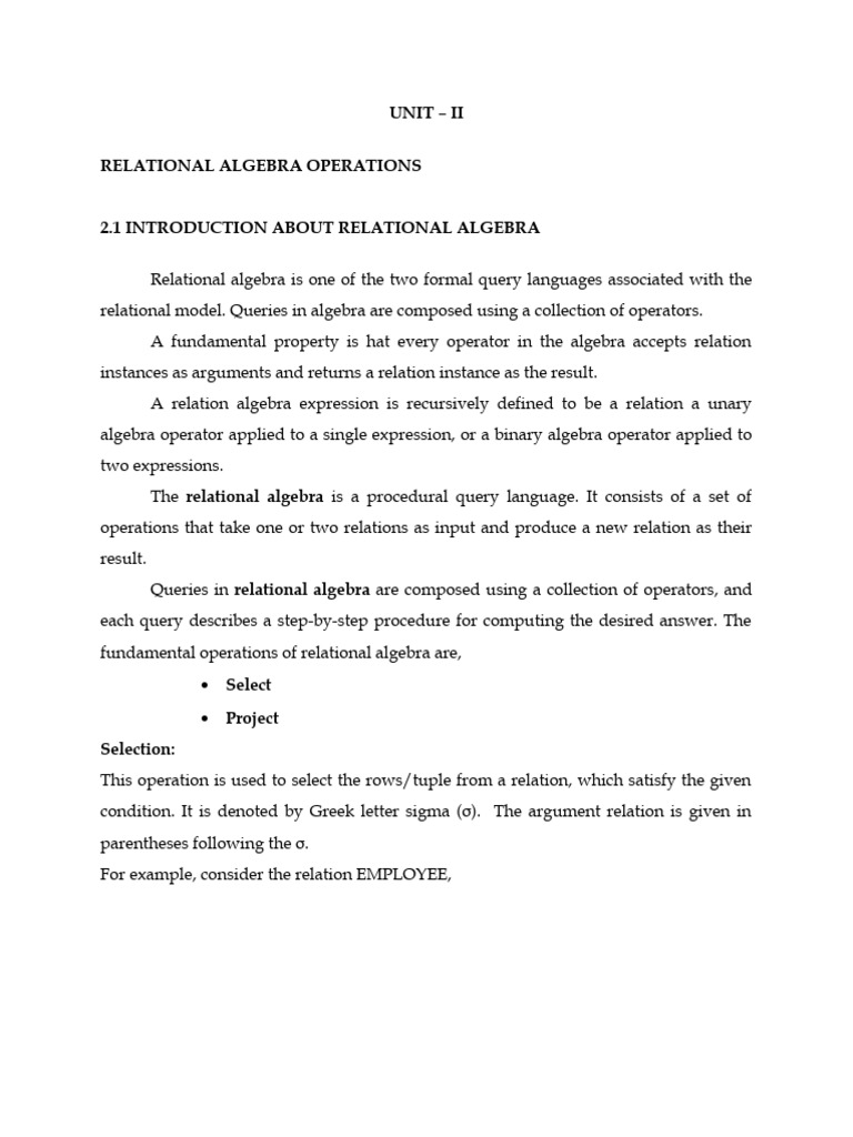UNI II | PDF | Relational Model | Sql