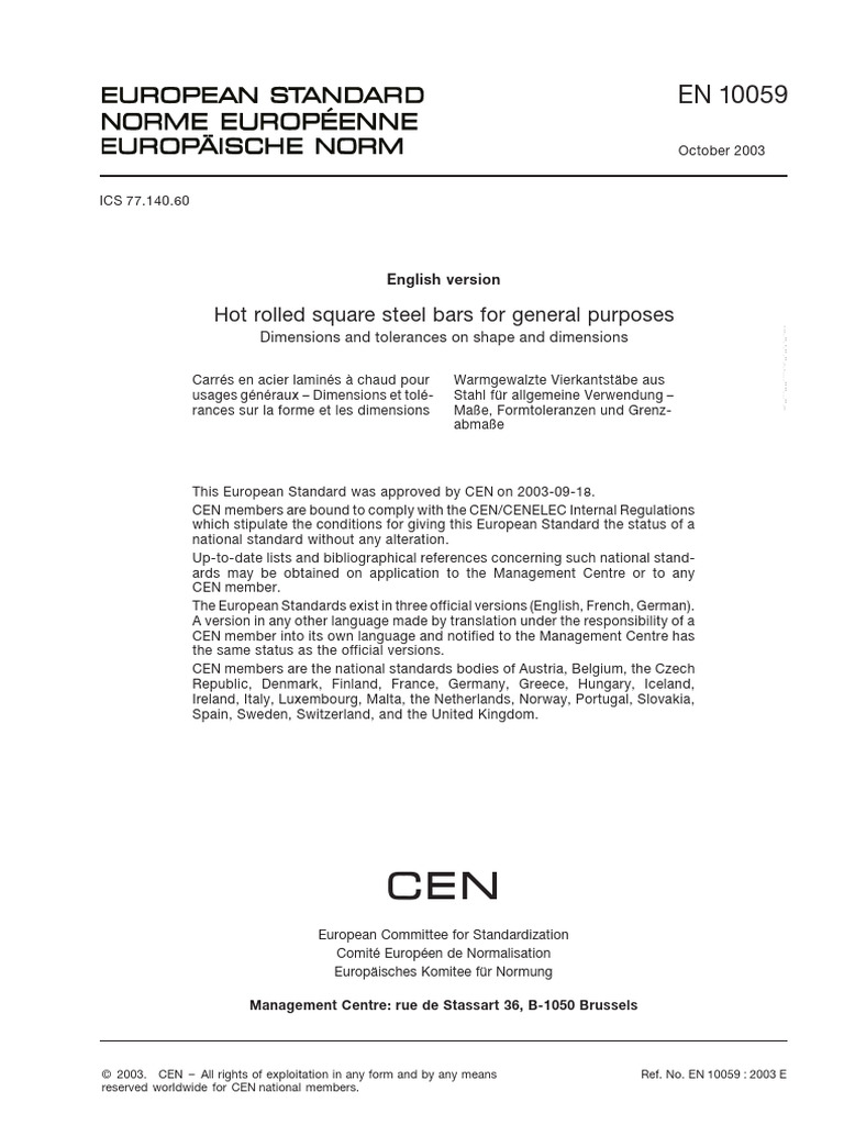 NF en 10059 | Download Free PDF | Regulation | Europe